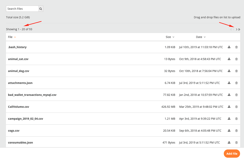 Mitto v2.9 Sneak Peek - Files - Pagination and Search - Runner - Zuar Community